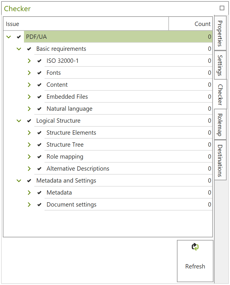 Task pane "Checker" – axes4