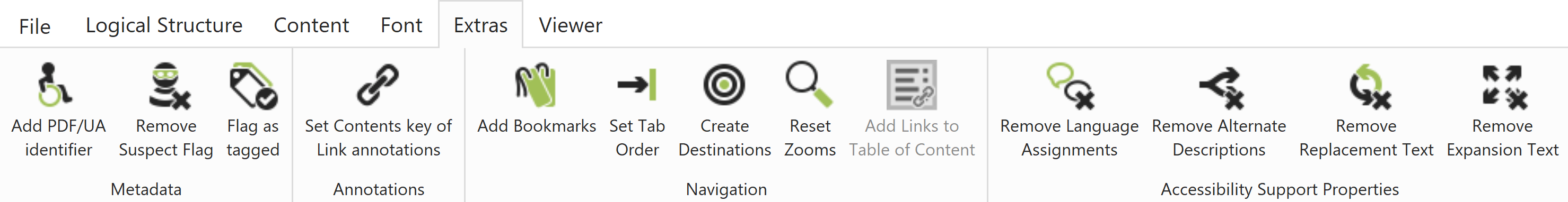 Ribbon tab "Extras" – axes4