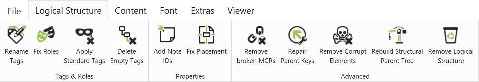 Ribbon tab "Logical Structure" – axes4