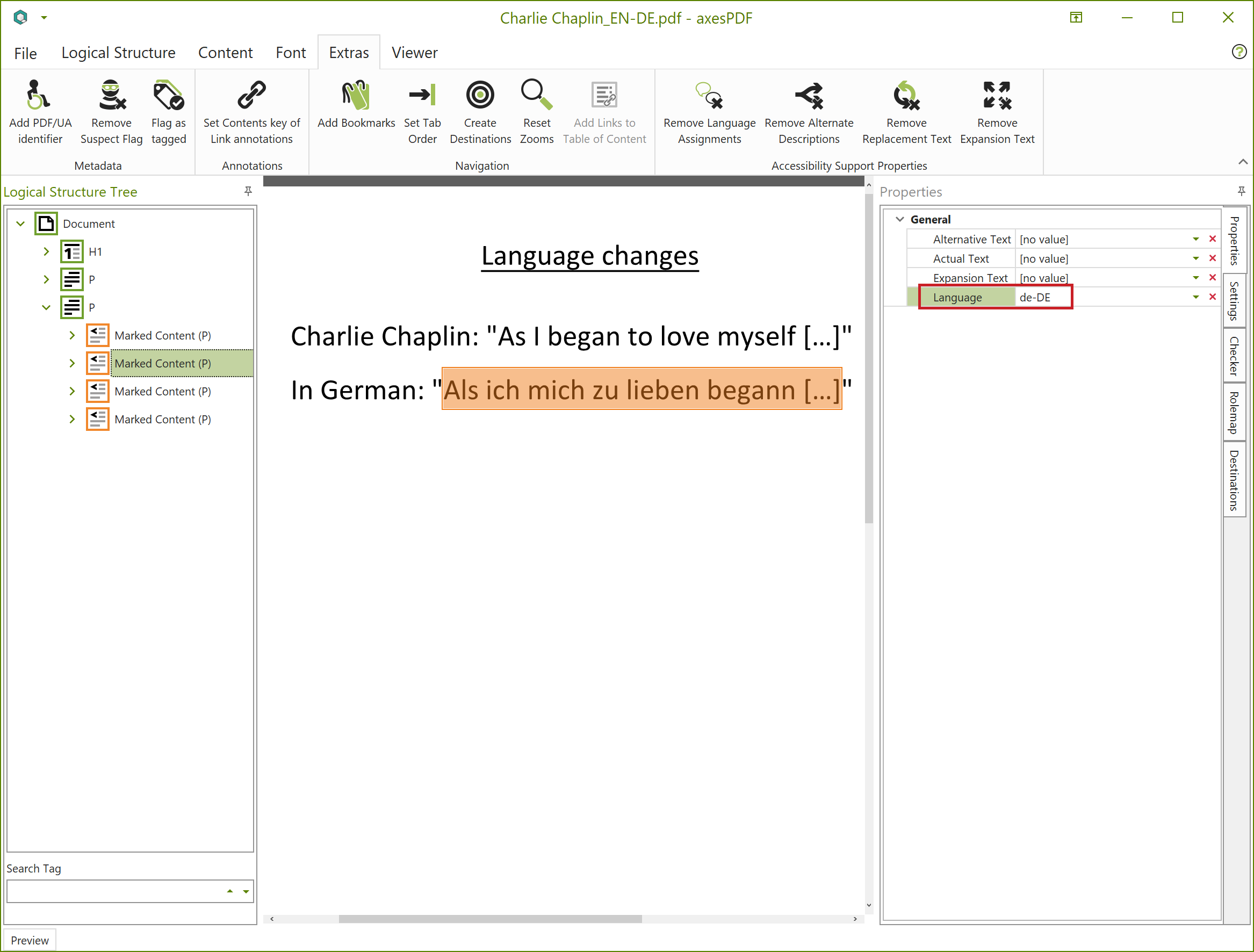 How to check language assignments in a PDF document – axes4
