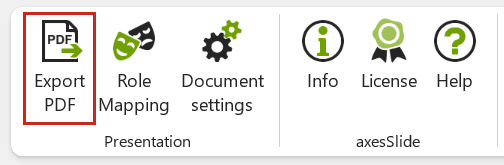 Button "Export PDF" – axes4